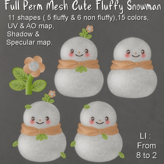 Second Life Marketplace - * Full perm Mesh * Cute Fluffy Snowman